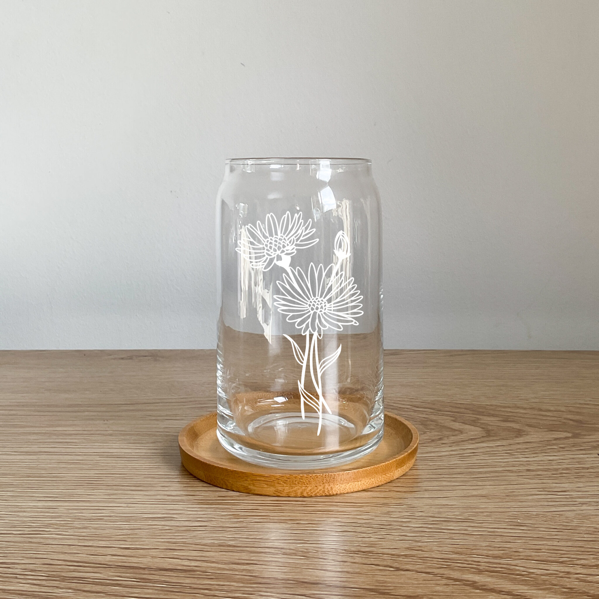 Aster Birth Flower Can Glass | LillyBee Art
